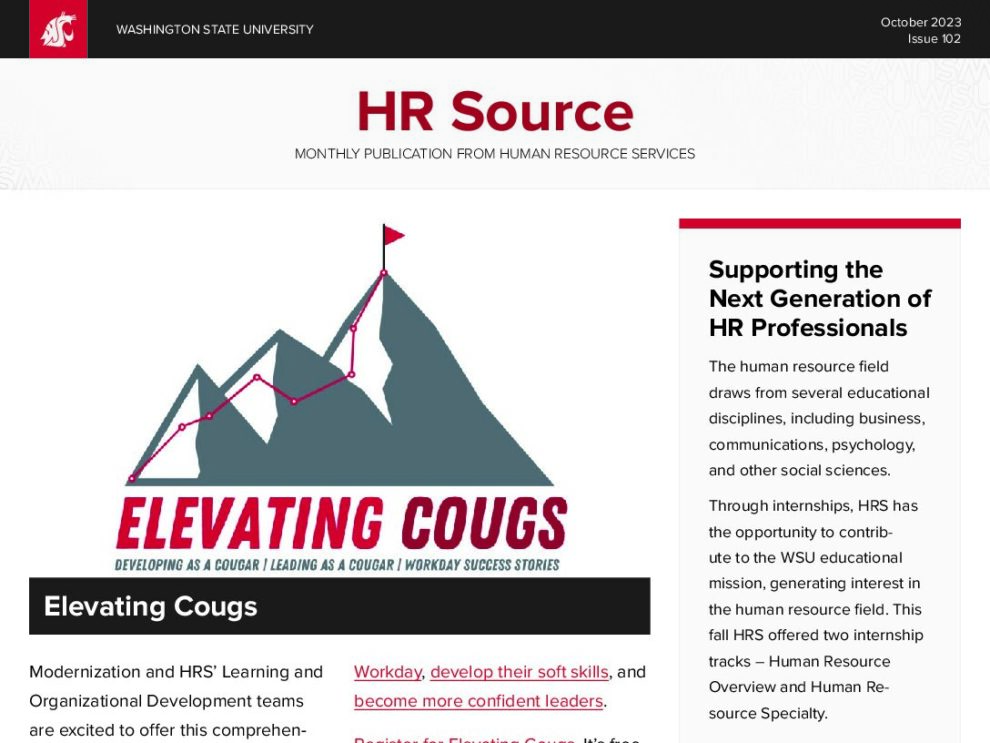 HR Source Newsletter Issue 102 Available Now – Human Resource Services, Washington State University